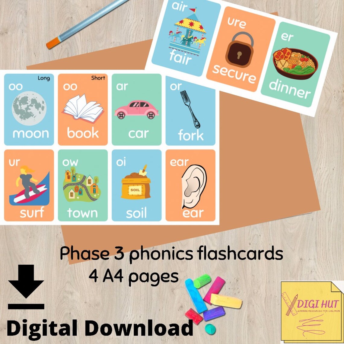 Phase 3 Phonics Flashcards Phonics flashcards for kids | Etsy