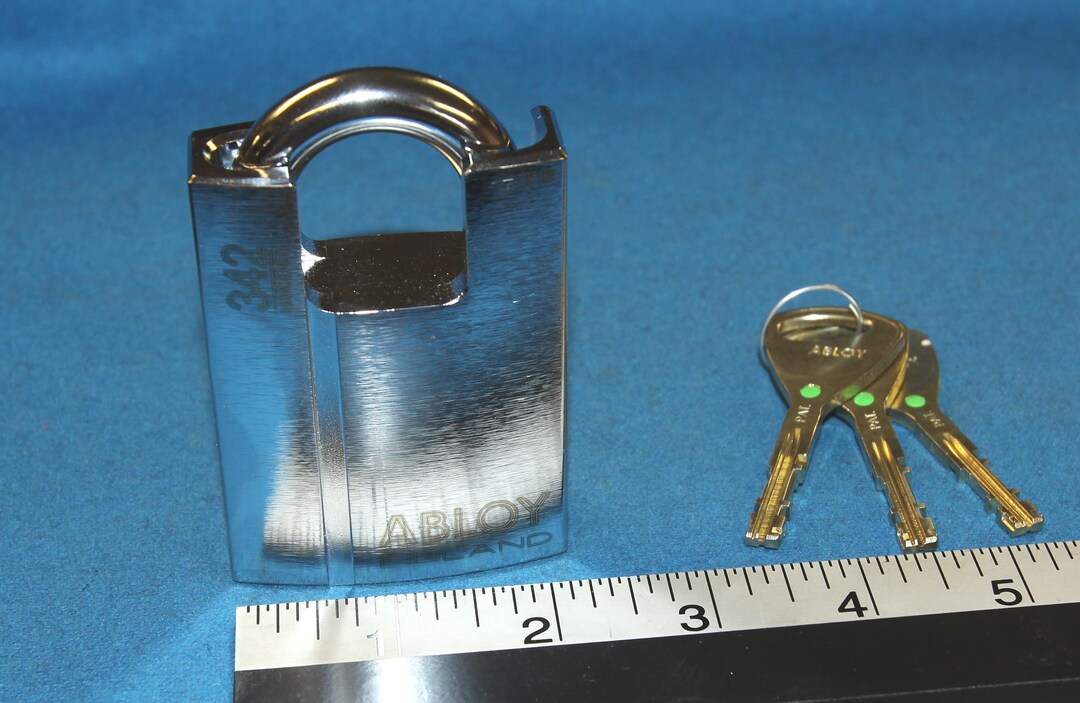 Abloy 342 Model Padlock With 3 Keys - Chrome Plated - Appears to Be New ...
