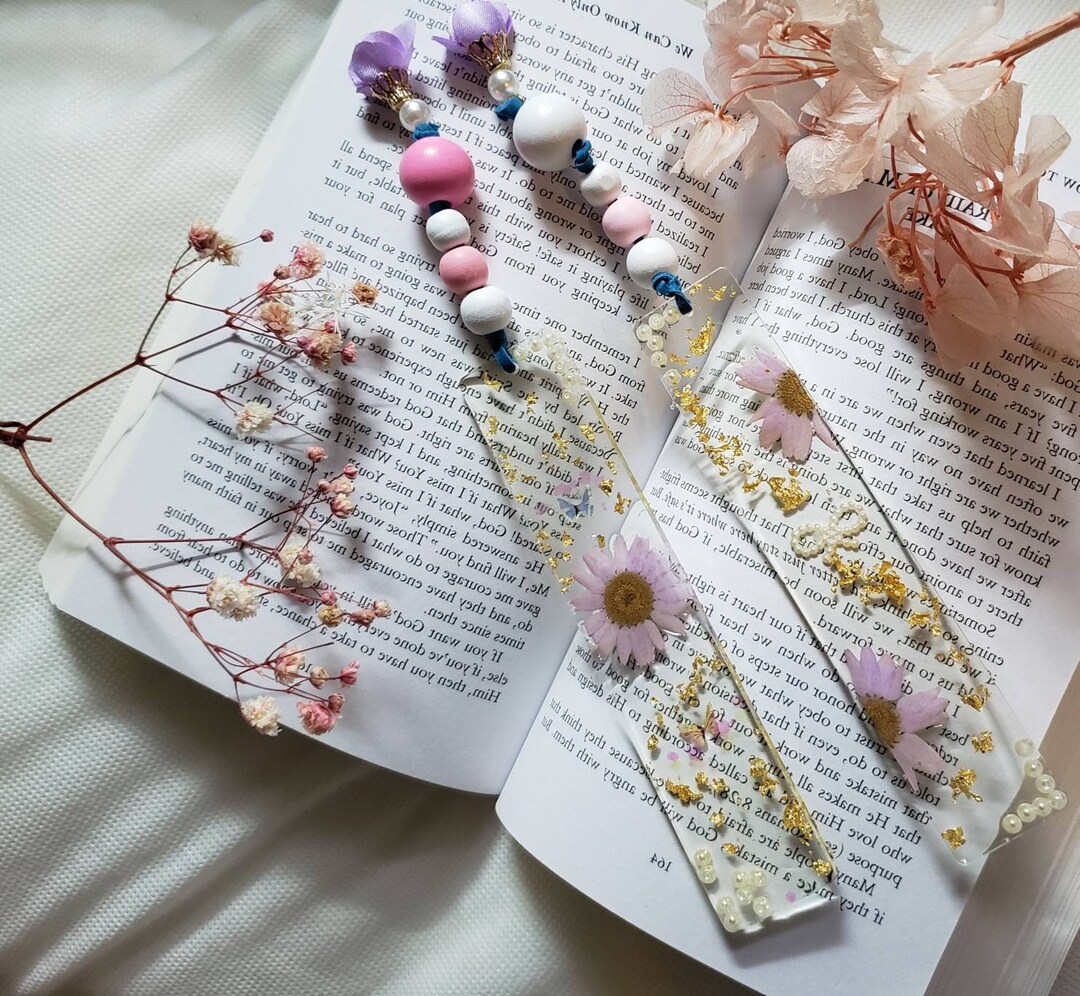 Personalised Bookmark, Bookmark Book Gift, Floral Resin Bookmark, Book ...