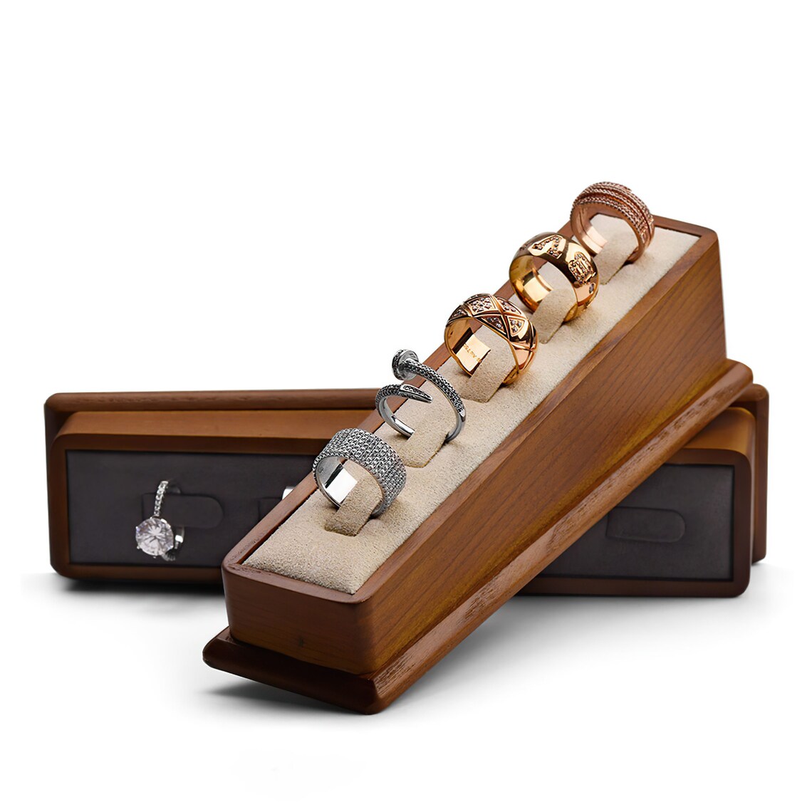 Velvet Ring Display Crafted From Wood Velvet Ring Stand - Etsy