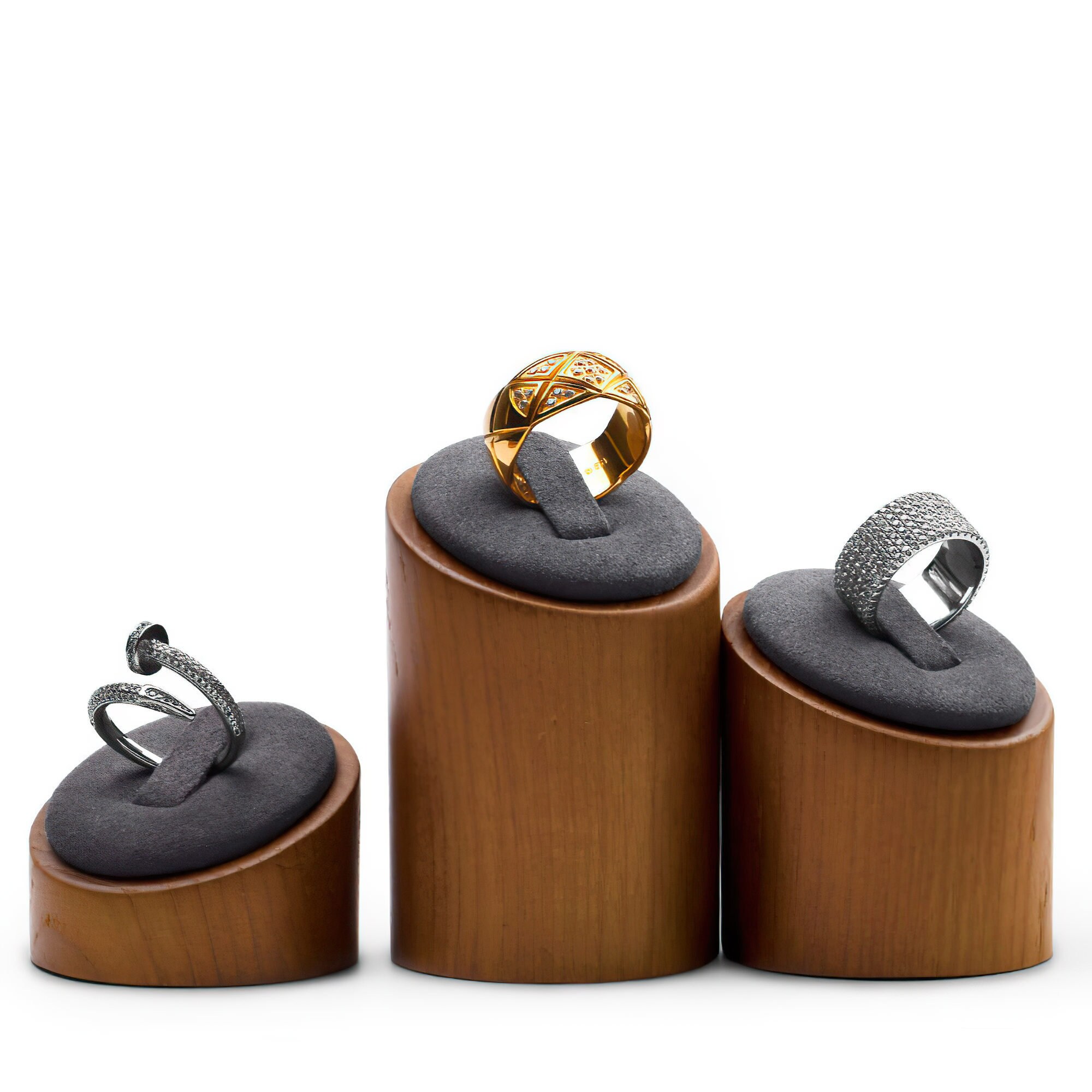 Three Piece Velvet Ring Displays Crafted From Wood Velvet - Etsy