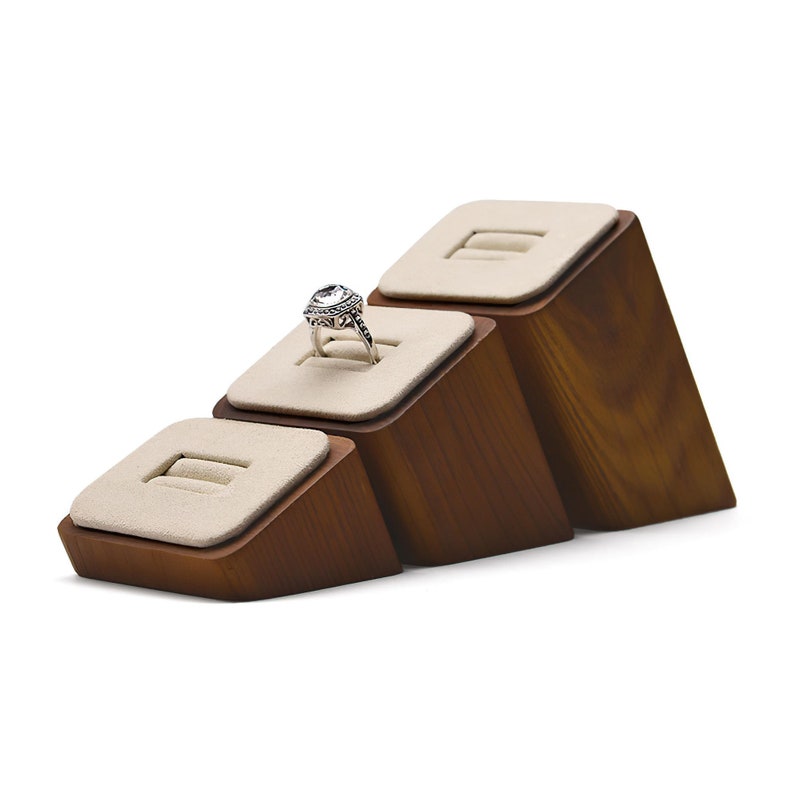 Solid Wood Velvet Ring Display | 3-piece Jewelry Showcase - Etsy