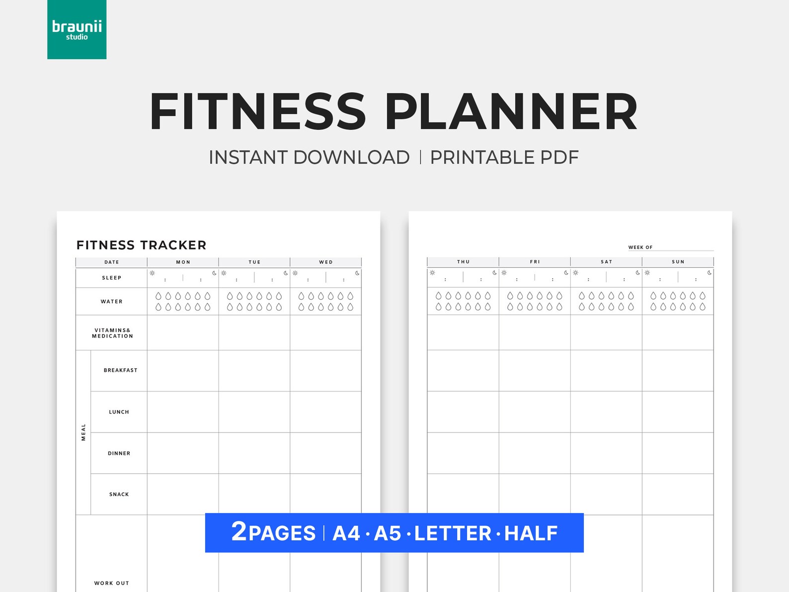 Fitness Planner Printable Workout Planner Worksheet PDF - Etsy