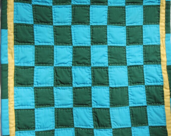 Green and Blue Chess/checkerboard Quilt Wall Hanging, Handcrafted ...