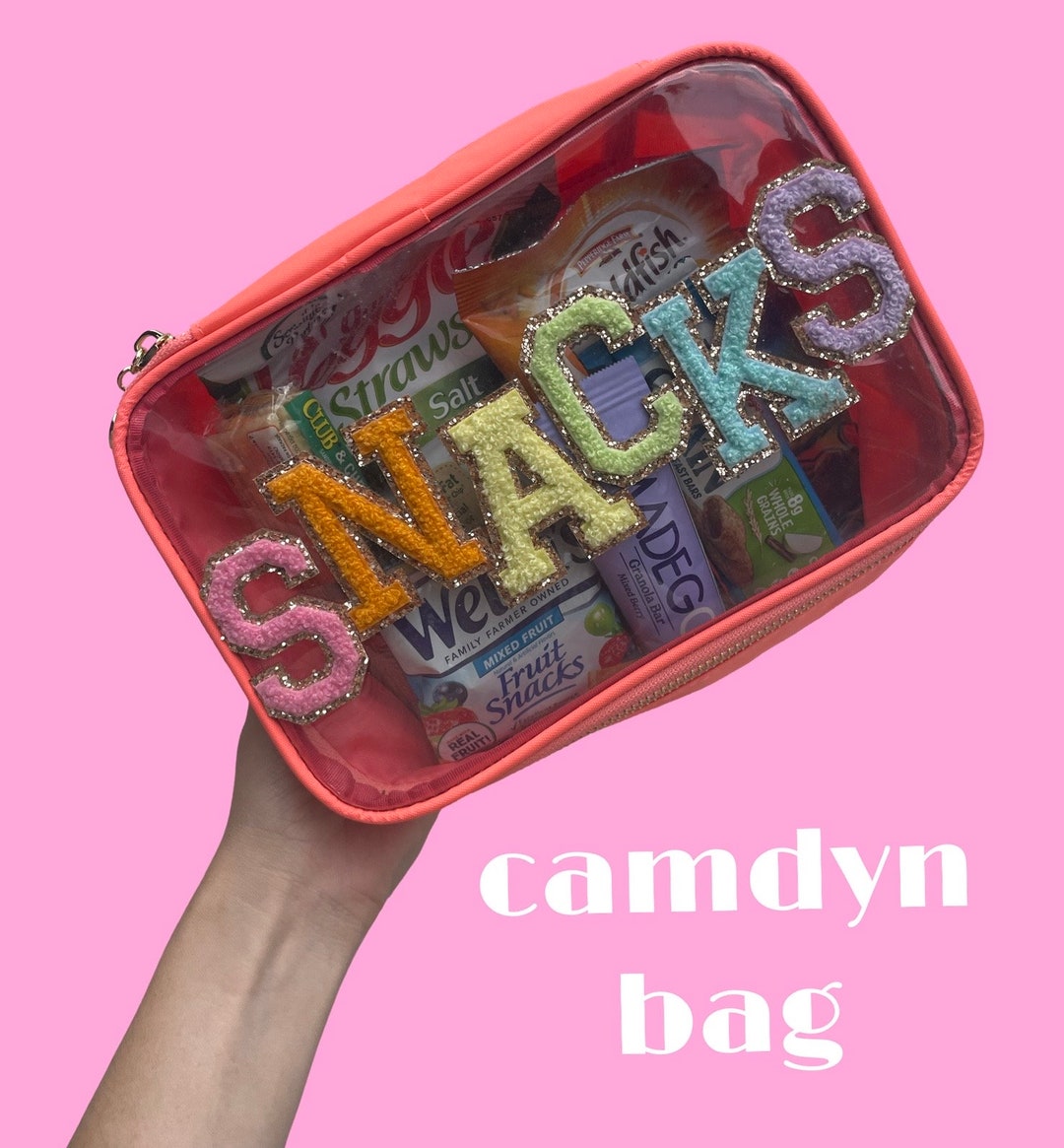 Personalized Snacks Bag With Chenille Patches | Snack Pouch | Snacks Bag | Treat Bag | Bag With ...