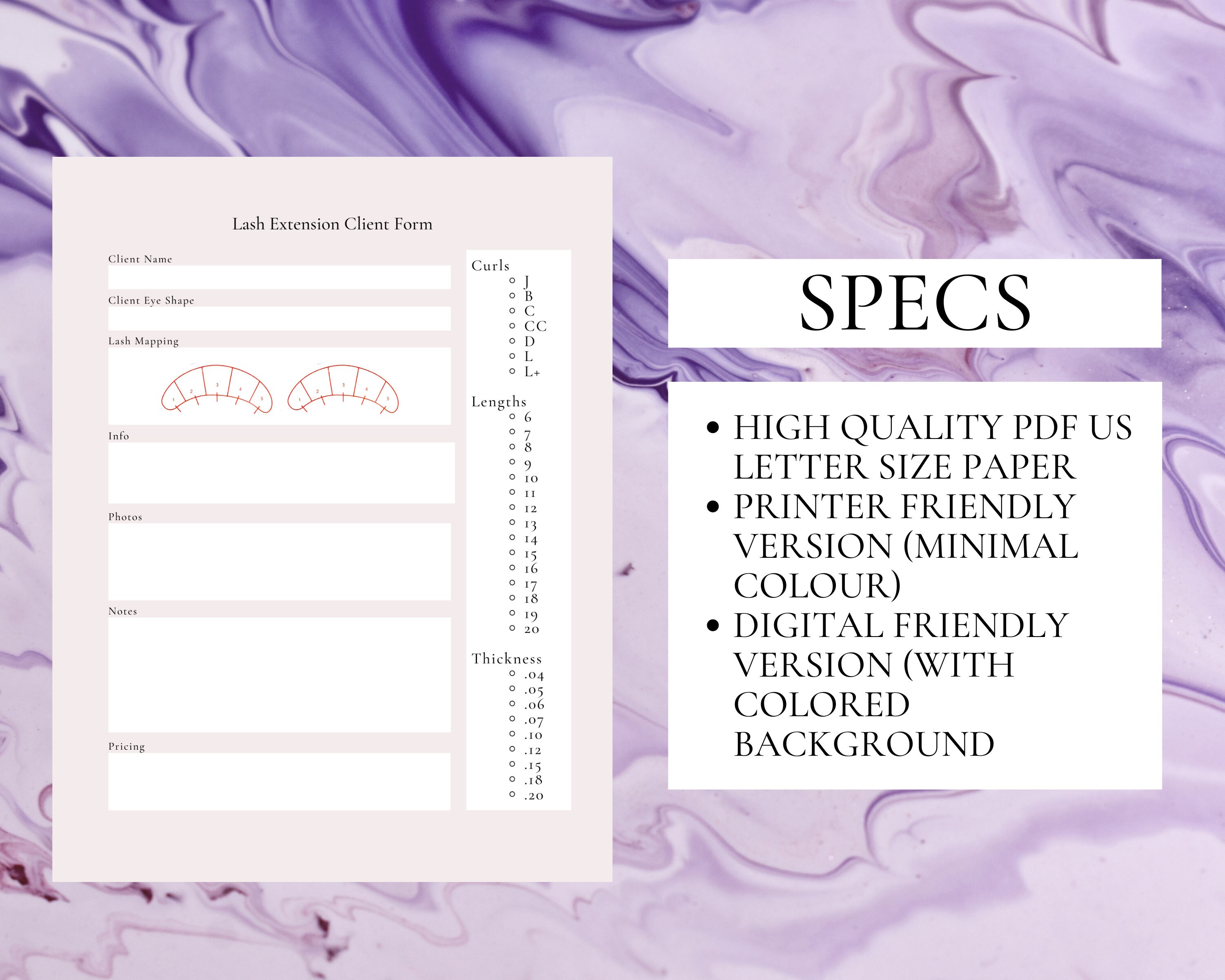 Lash Extension Client Form Printable | Etsy