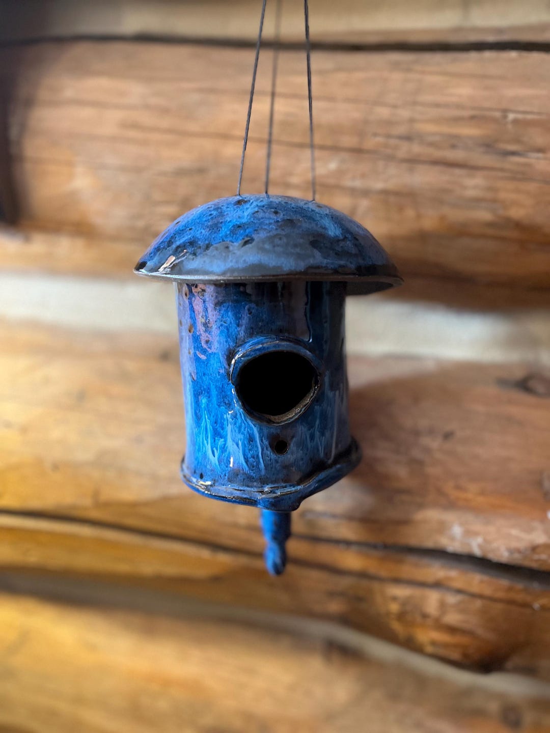Handmade Ceramic Stoneware Bird Feeder With Gorgeous Vibrant Blue ...