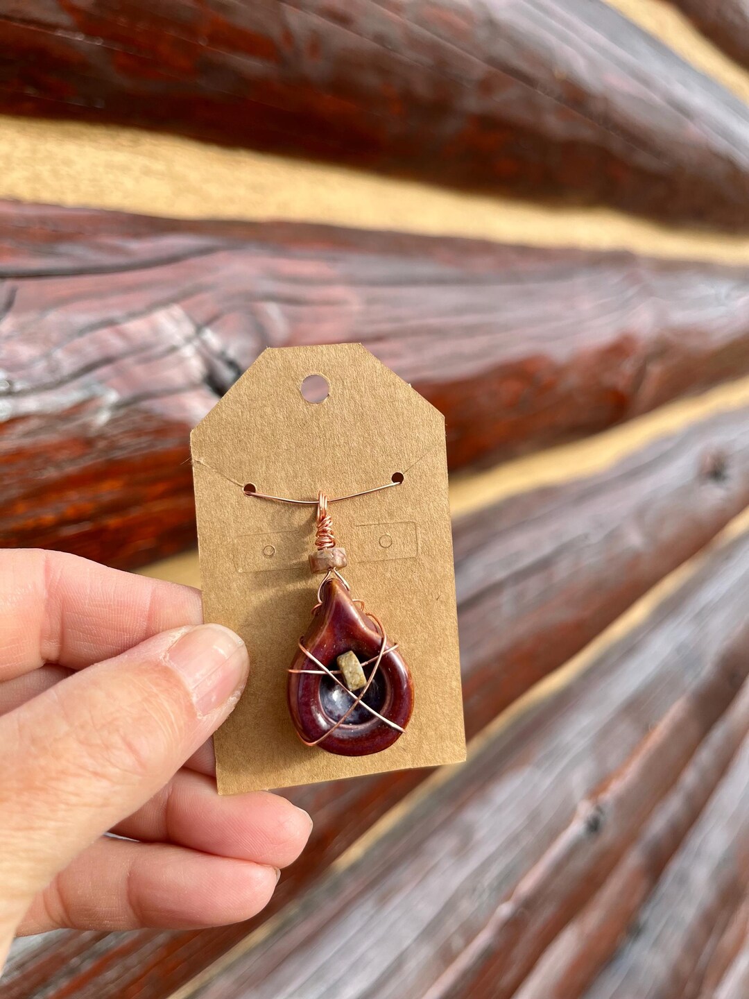 Handmade Pottery Pendant With Copper Wire and Bead Accents. Handmade in ...