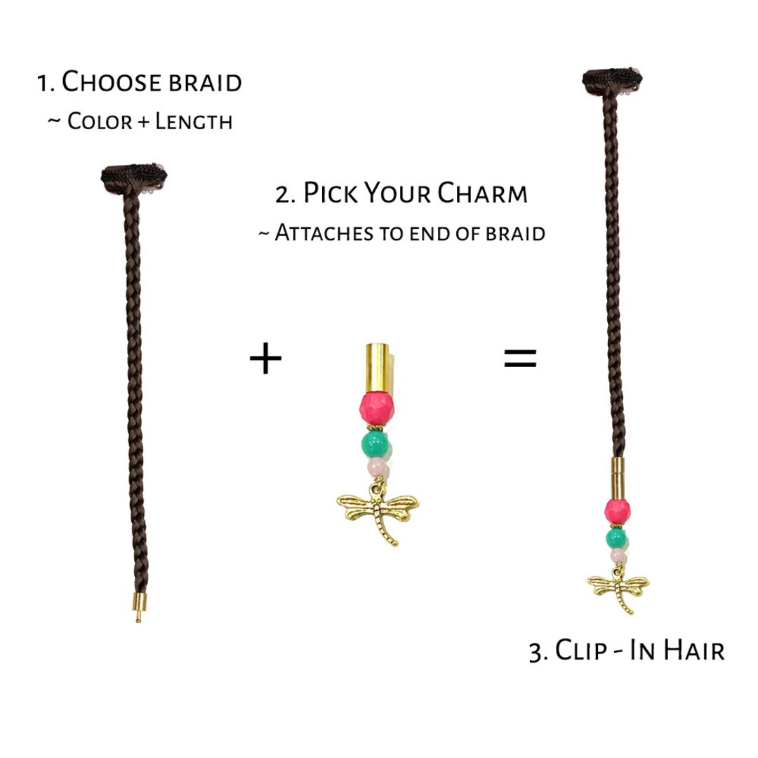 Dragonfly Hair Charm With Clip in Hair Extension, Interchangeable Hair ...