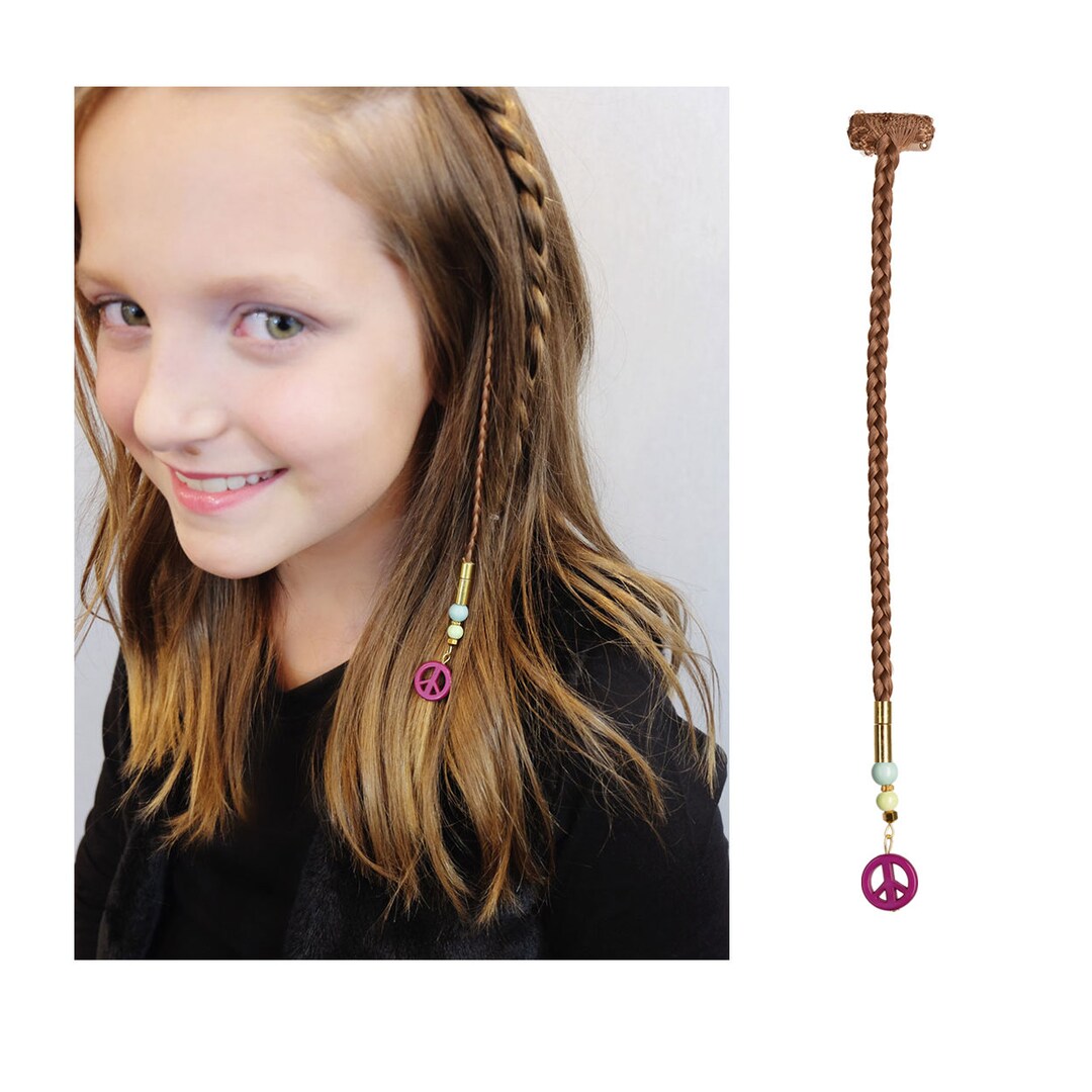 Peace Sign Hair Charm With Clip in Hair Extension, Interchangeable Hair ...