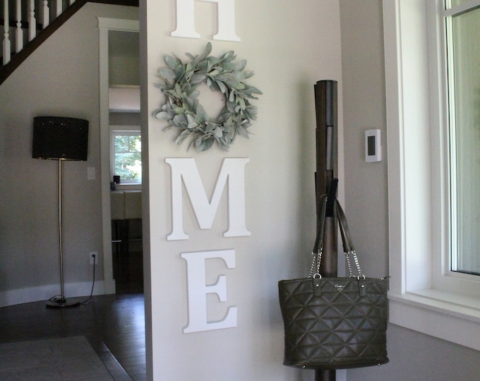 HOME Letters With Wreath – HME Wood Letters – Wood Home Sign – Wall ...