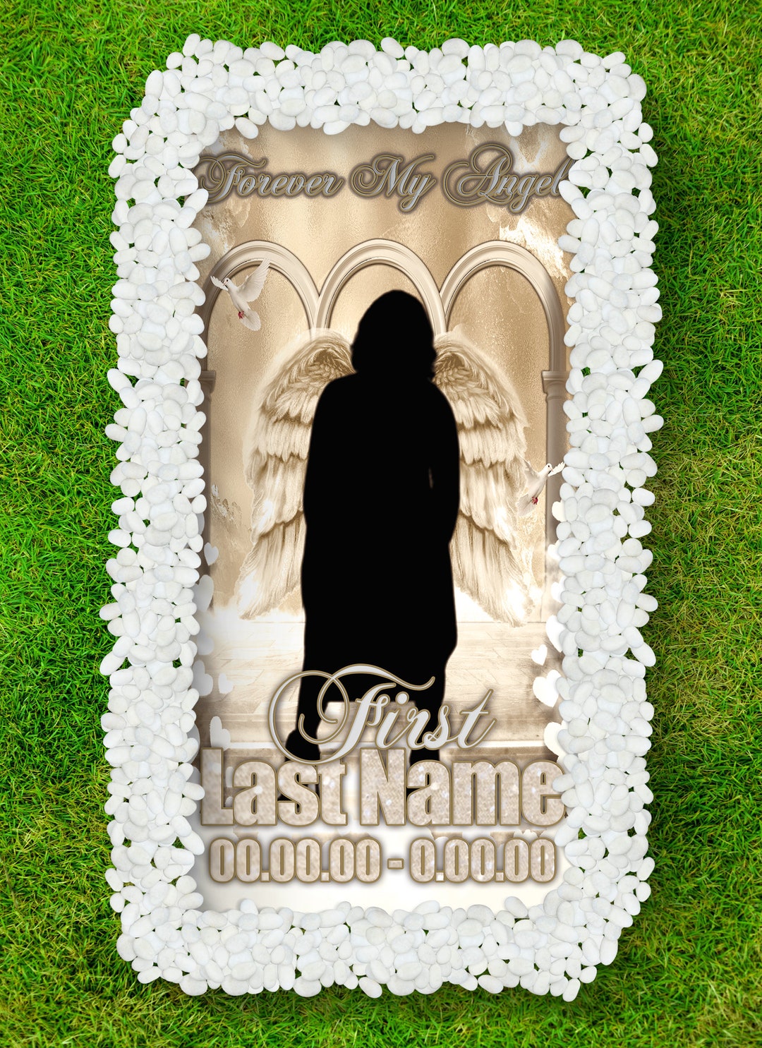 Champagne Color Grave Blanket, Memorial Grave Blanket, Grave Marker ...