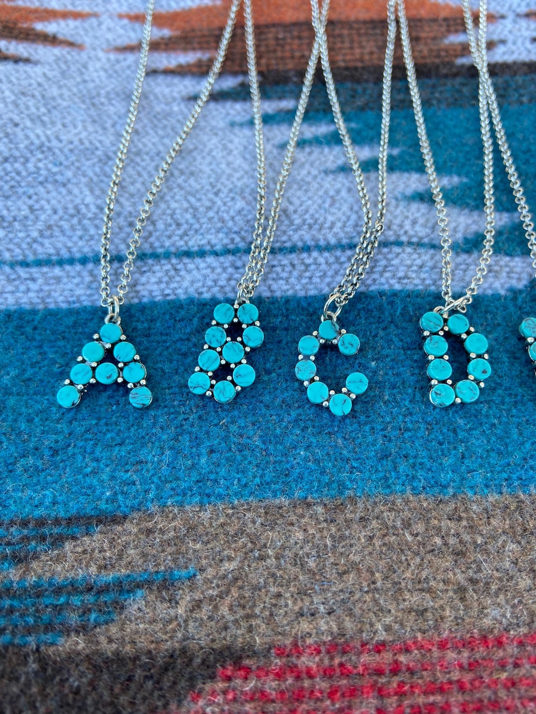 Turquoise Initial Necklace - Etsy
