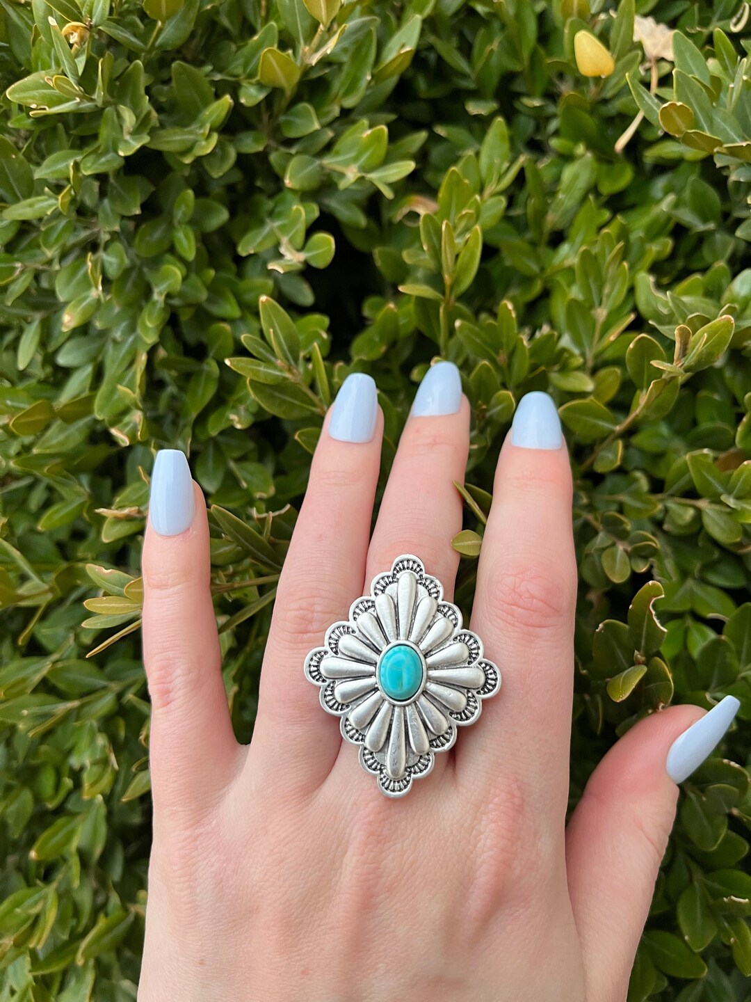 Turquoise & Concho Boho Ring - Etsy
