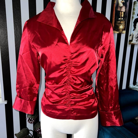 Vintage Red Satin Blouse - Gem