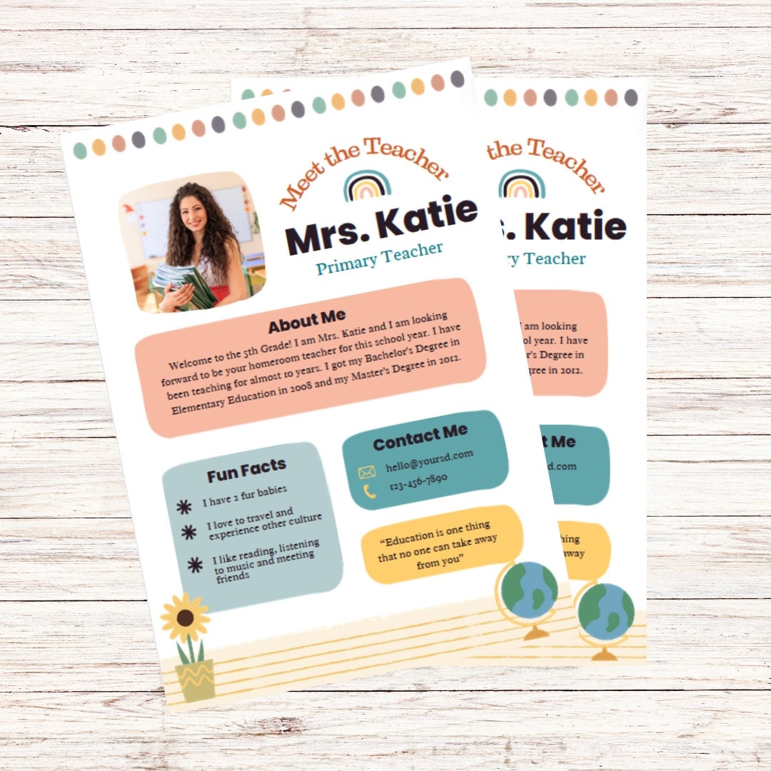 Meet the Teacher Template, Teacher Introduction, Teacher Orientation ...