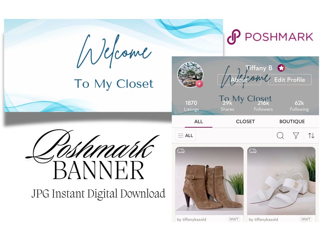 Poshmark Banner, Welcome to My Closet, PNG Digital Download // Poshmark ...