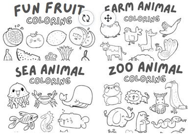 4 Printable PDF Kids Coloring Pages: Sea Life, Farm Animals, Zoo ...