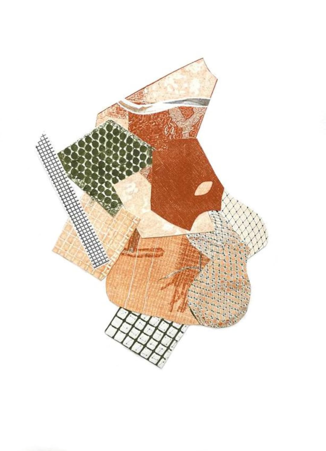 Mosaic 5. Abstract Portrait, Patterns, Shapes. Orange, Gray, Green ...