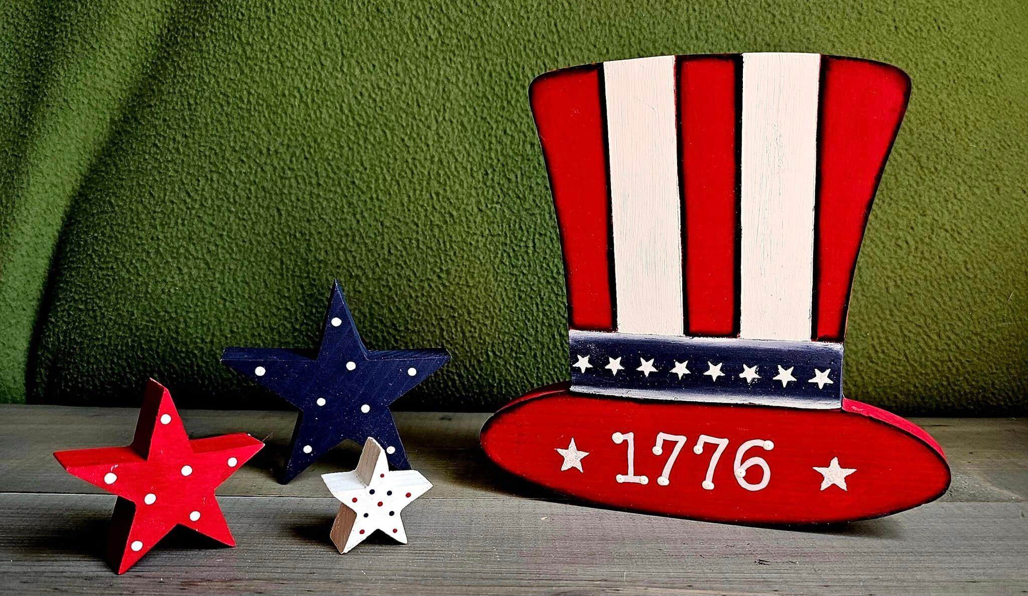 Patriotic Chunky Tier Tray Uncle Sam Hat With Stars Set - Etsy