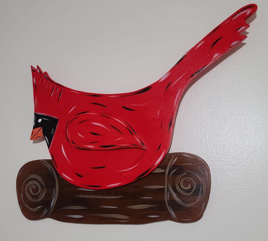 Bright Red Cardinal Door Hanger - Etsy
