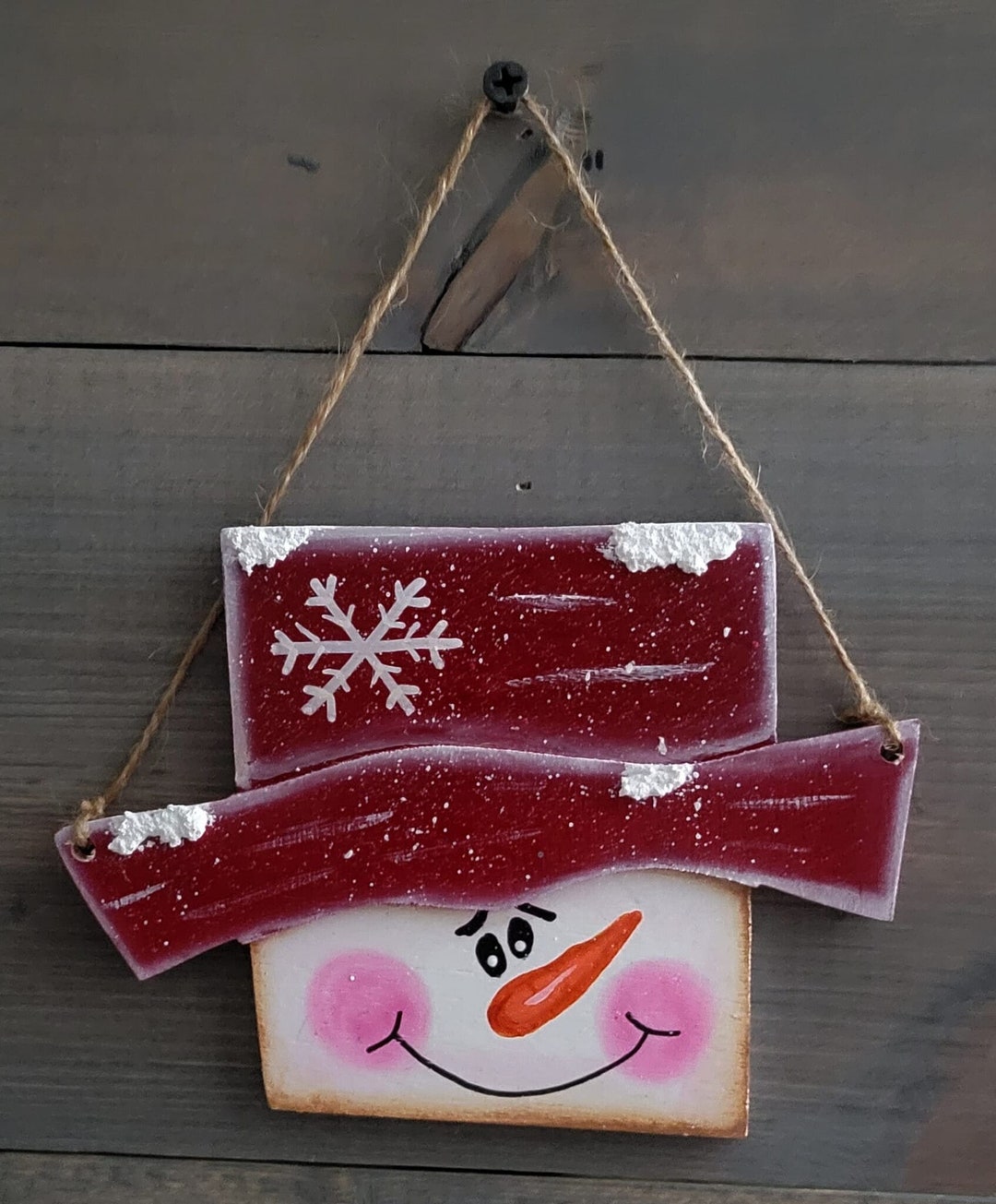 Square Snowman Ornament - Etsy