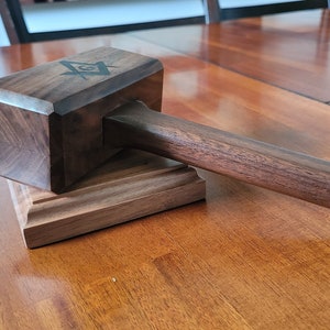 Masonic Gavel With Contoured Handle and Sound Block - Solid Walnut ...