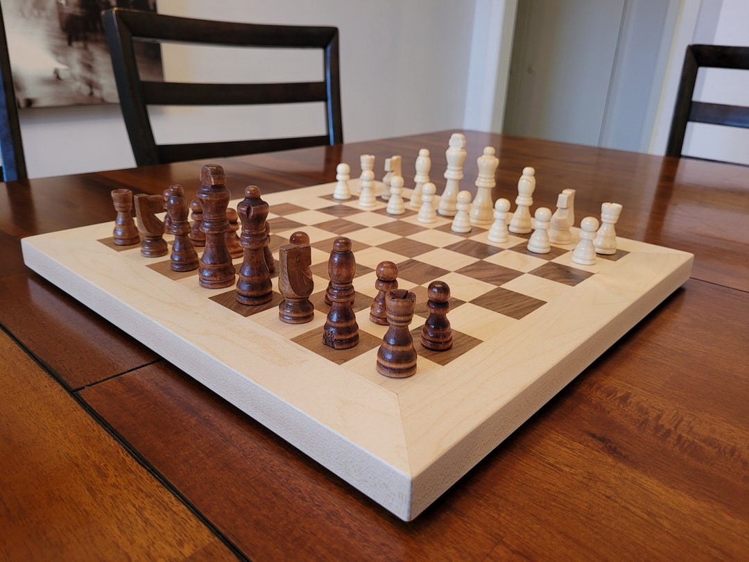 Wooden Chess Set | Solid Walnut and Maple Board With Maple Border ...