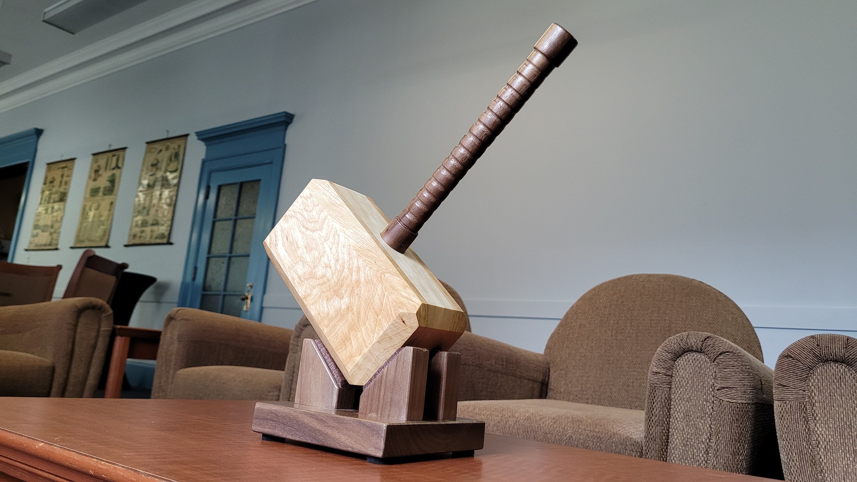 Mjolnir - Thor's Hammer With Display Stand - Solid Hardwood - Hand Made ...