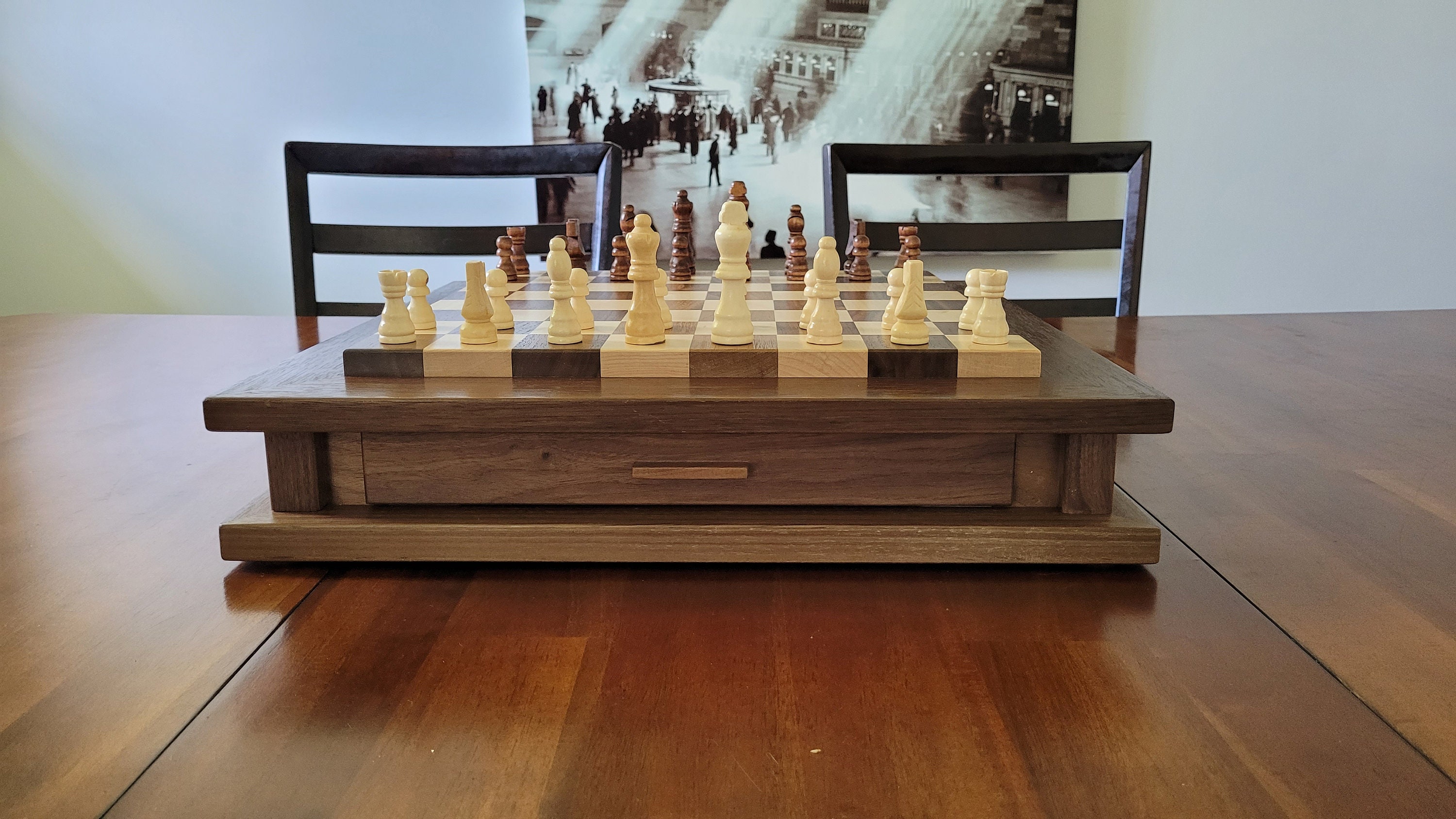 Hardwood Chess Set With Storage - Solid Walnut and Maple - Hand Made - Etsy