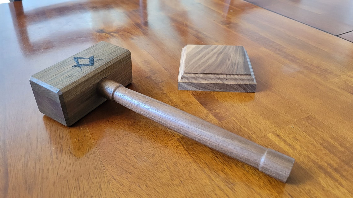 Masonic Gavel With Sounding Block Solid Walnut Hand Made - Etsy