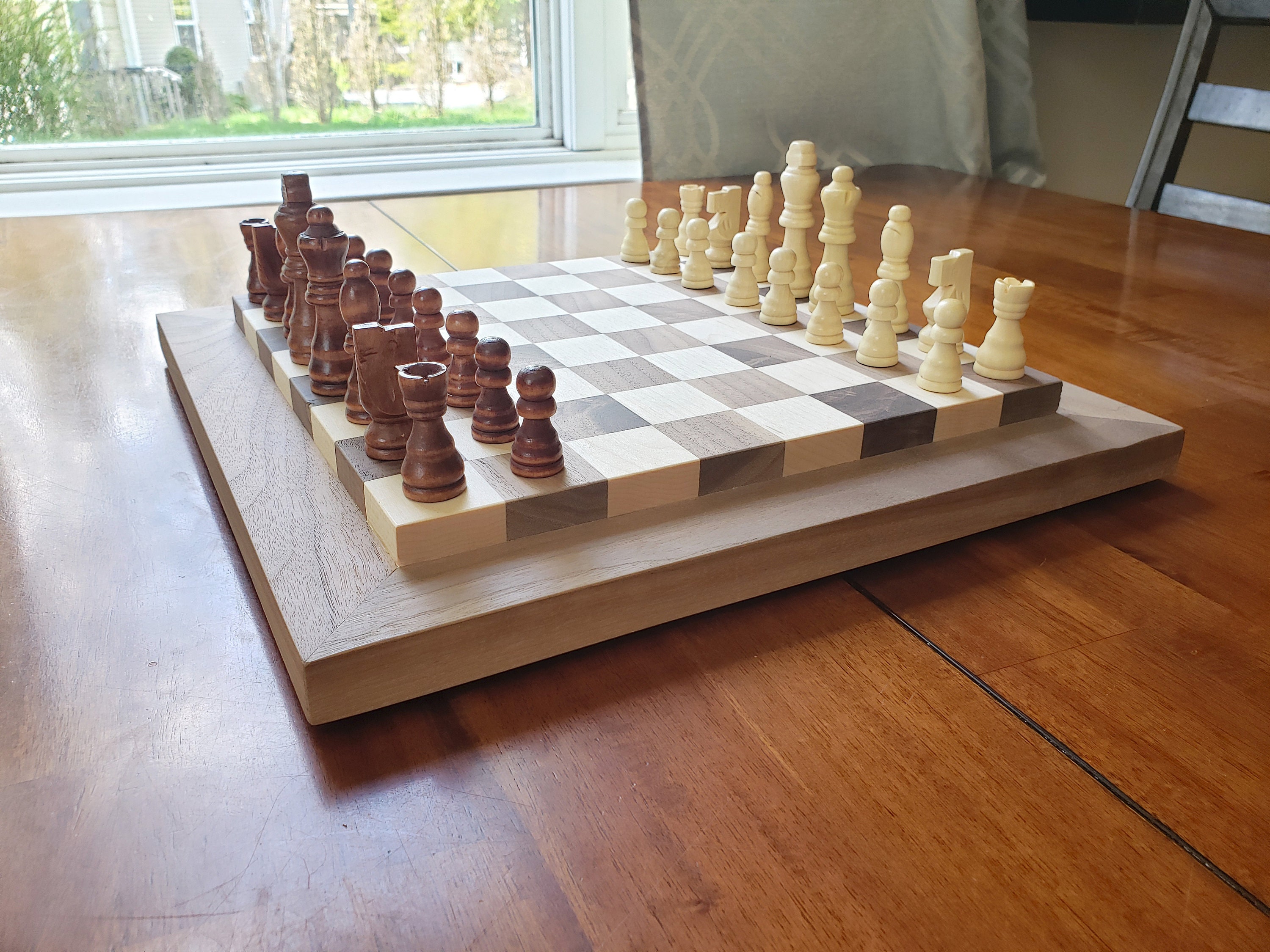 Wood Chess Set Raised Board Solid Walnut and Maple Hand - Etsy Canada Wood Chess Set Raised Board Solid Walnut and Maple Hand - Etsy Canada