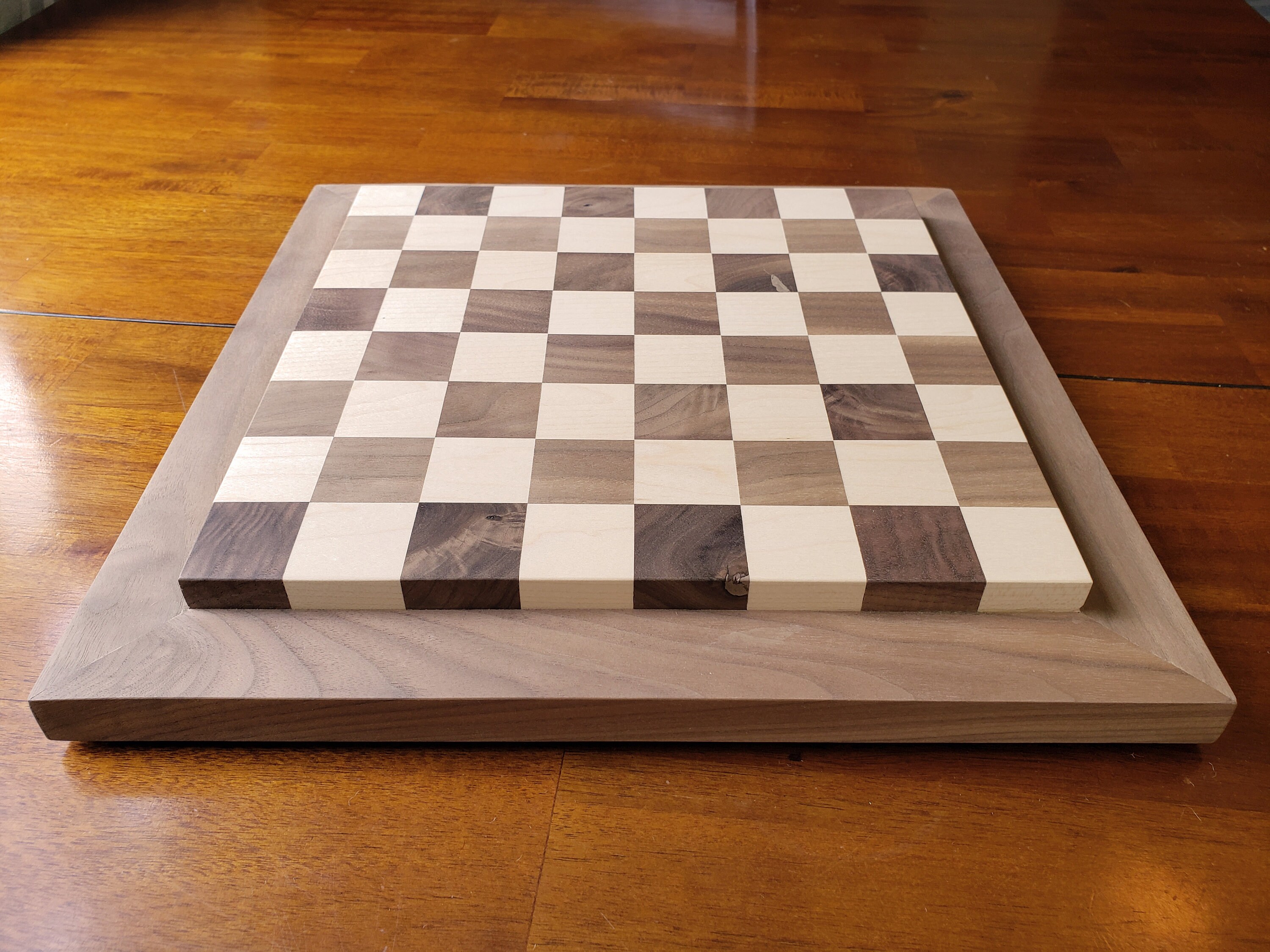 Wood Chess Set Raised Board Solid Walnut and Maple Hand - Etsy