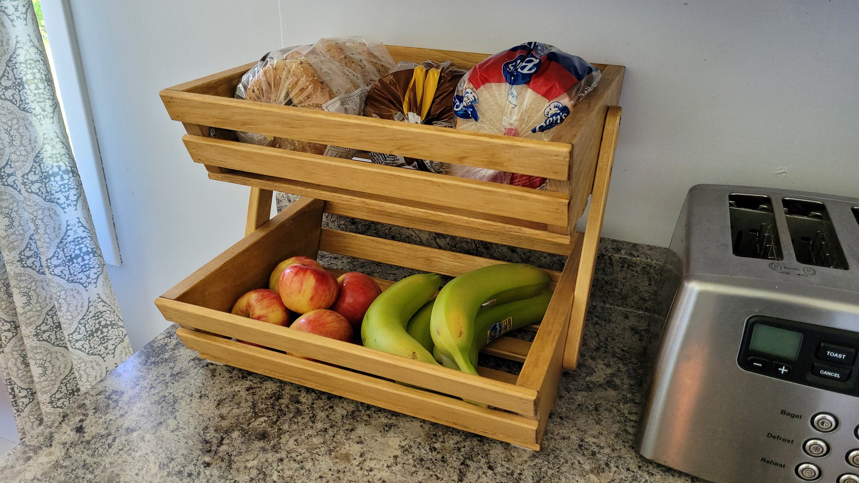 Solid Wood Fruit and Vegetable Rack 2 Tier Golden Oak Stained - Etsy