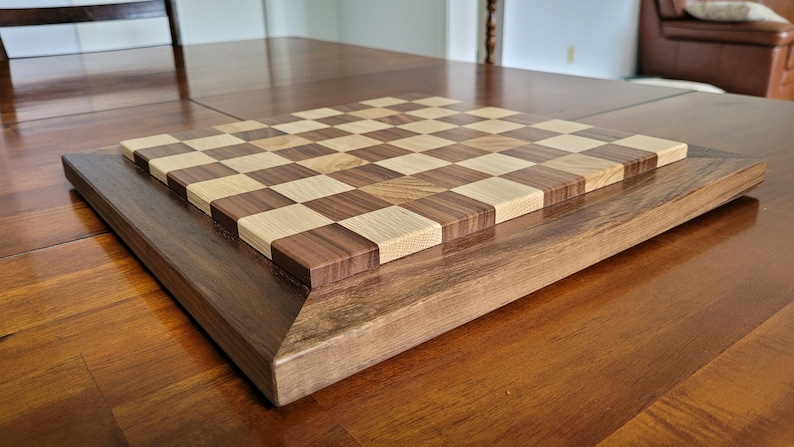 Wood Chess Set Raised Board Solid Walnut and White Oak - Etsy