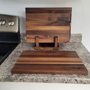 Walnut Cutting Board Set With Stand - Etsy