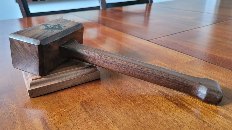 Masonic Gavel With Contoured Handle and Sound Block - Solid Walnut ...