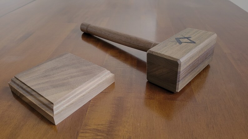 Masonic Gavel With Sounding Block Solid Walnut Hand Made - Etsy