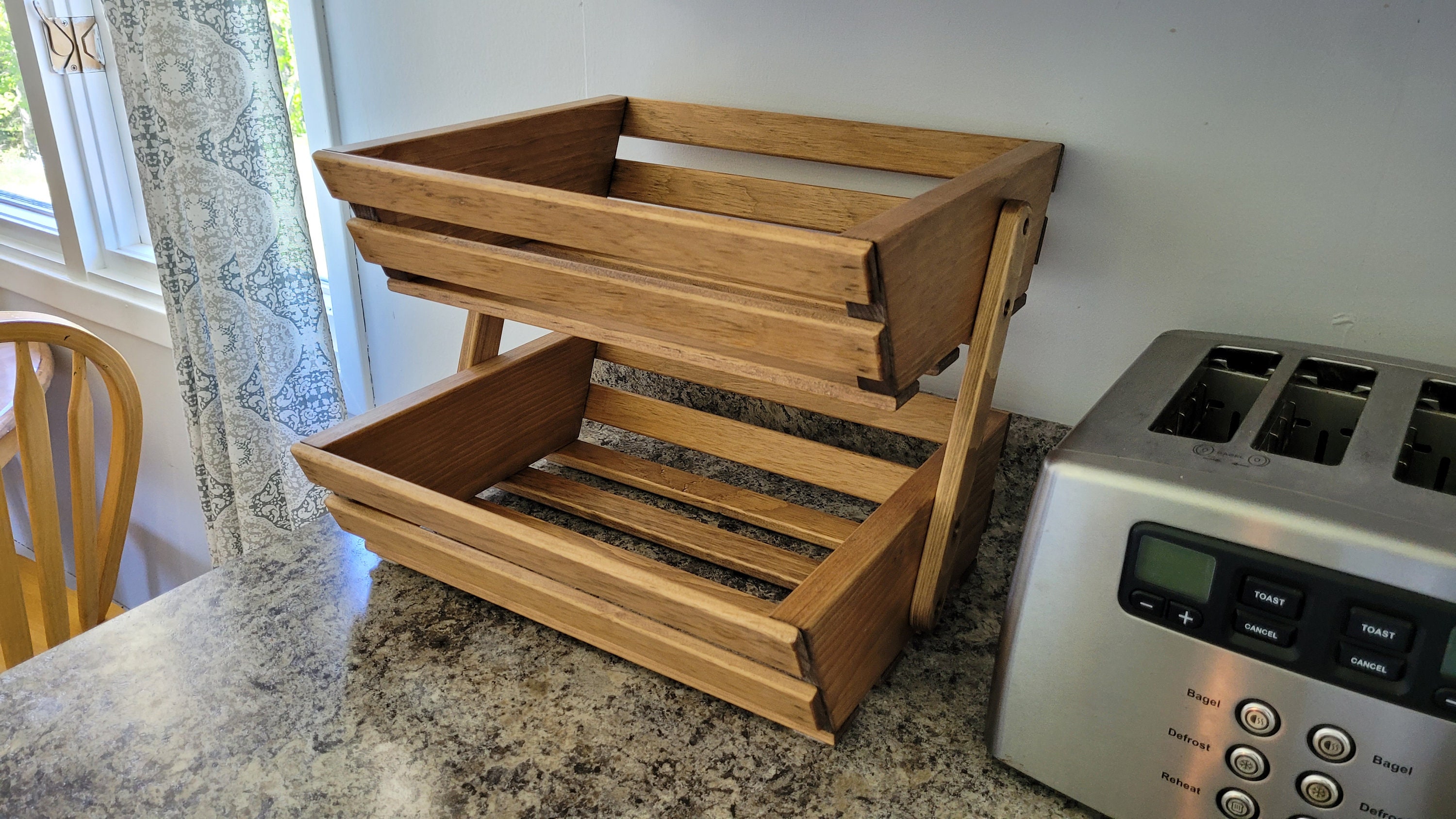 Solid Wood Fruit and Vegetable Rack 2 Tier Special Walnut Stained - Etsy