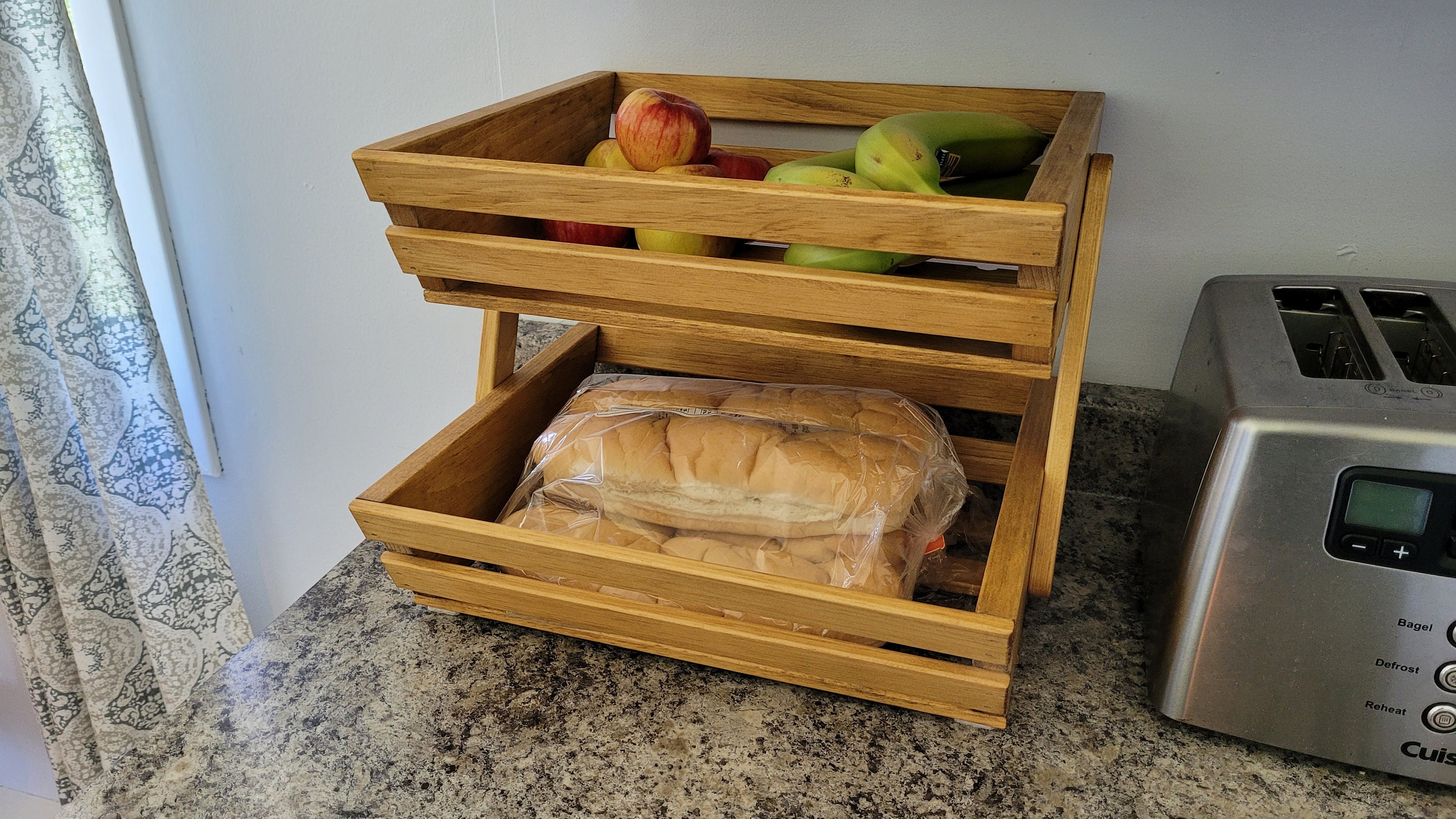 Solid Wood Fruit and Vegetable Rack 2 Tier Golden Oak Stained - Etsy