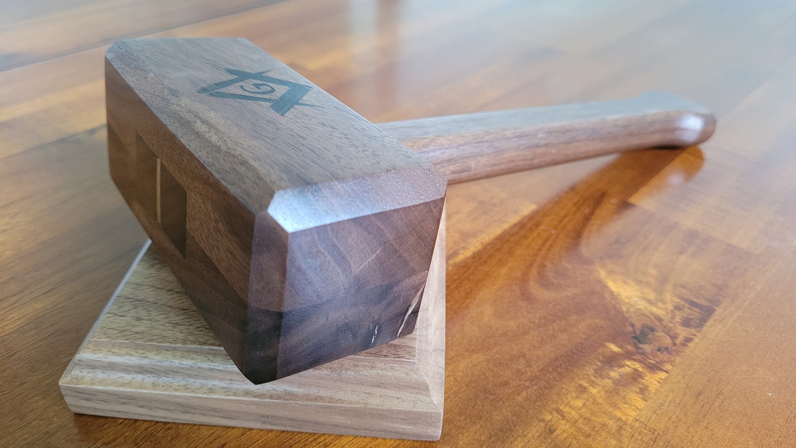 Masonic Gavel With Contoured Handle and Sound Block - Solid Walnut ...