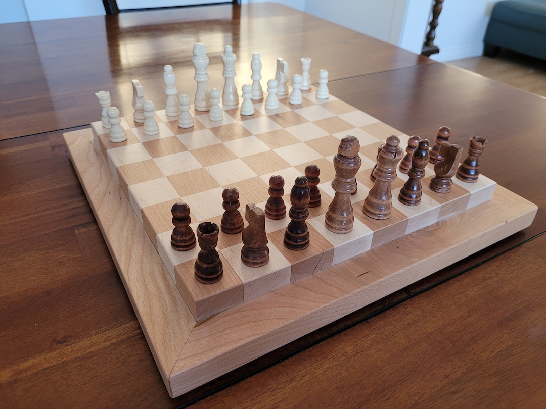 Wood Chess Set - Raised Board - Solid Cherry and Maple - Coffee Table ...