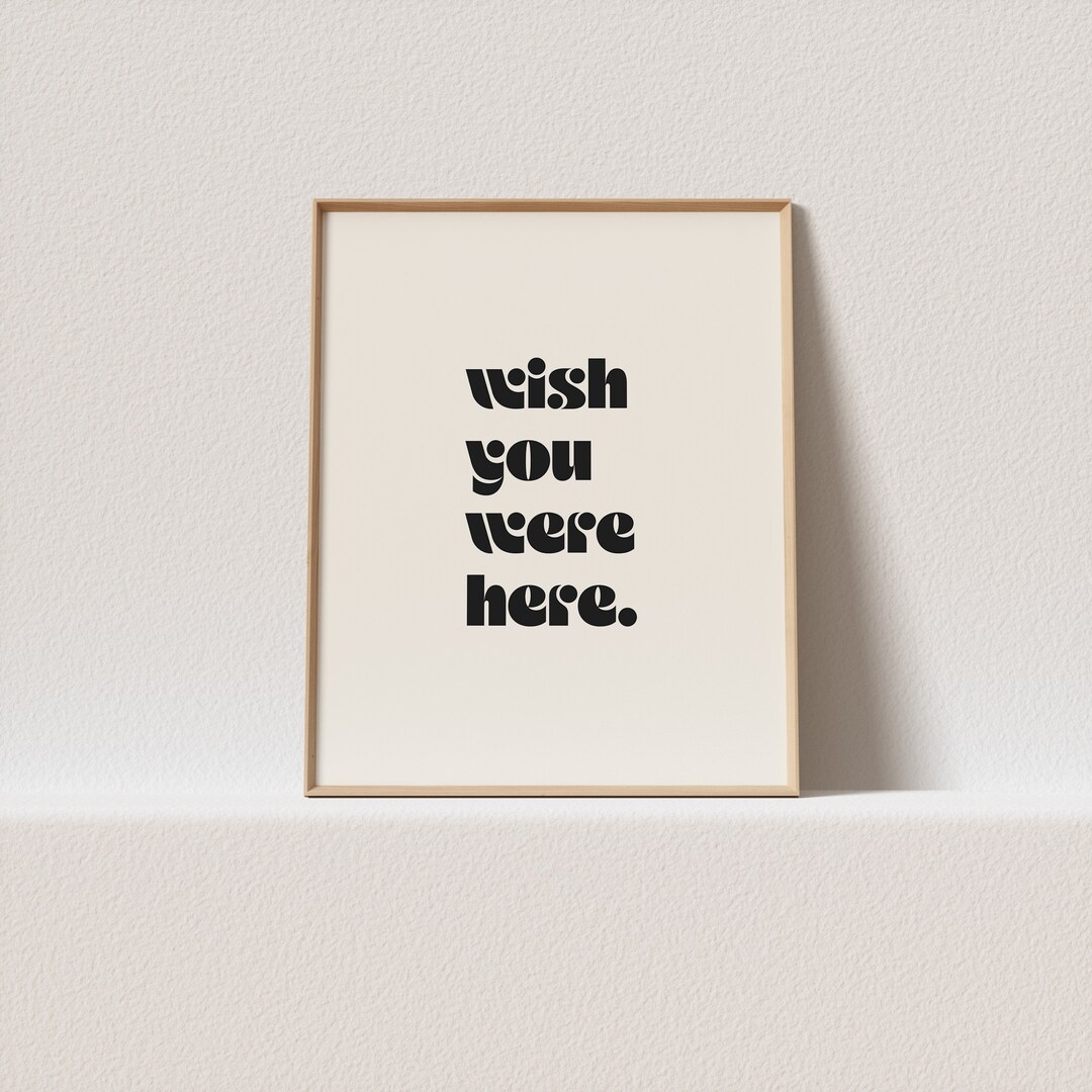 Retro Art Print "wish You Were Here." Stunning Minimal Typography, a ...