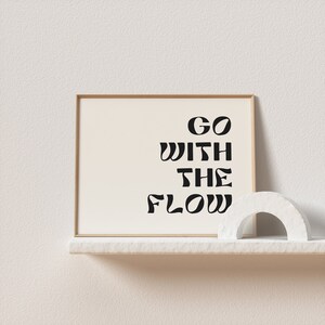 Horizontal Retro Art Print "go With the Flow." Stunning Typography ...