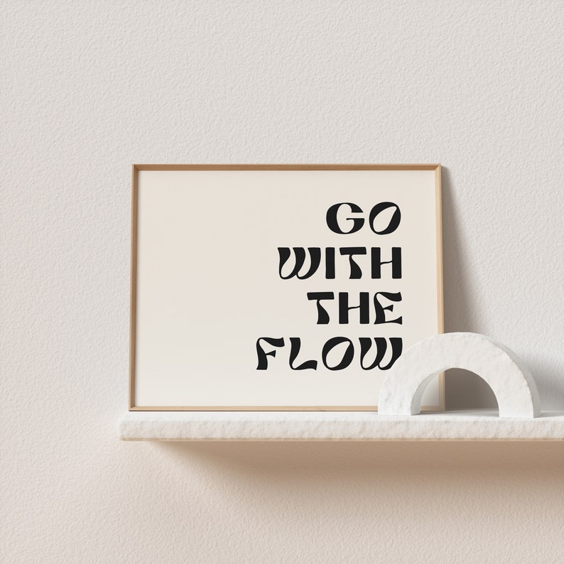 Horizontal Retro Art Print "go With the Flow." Stunning Typography ...