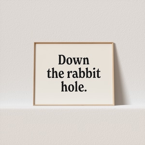 Horizontal Retro Art Print "down the Rabbit Hole." Stunning Typography ...