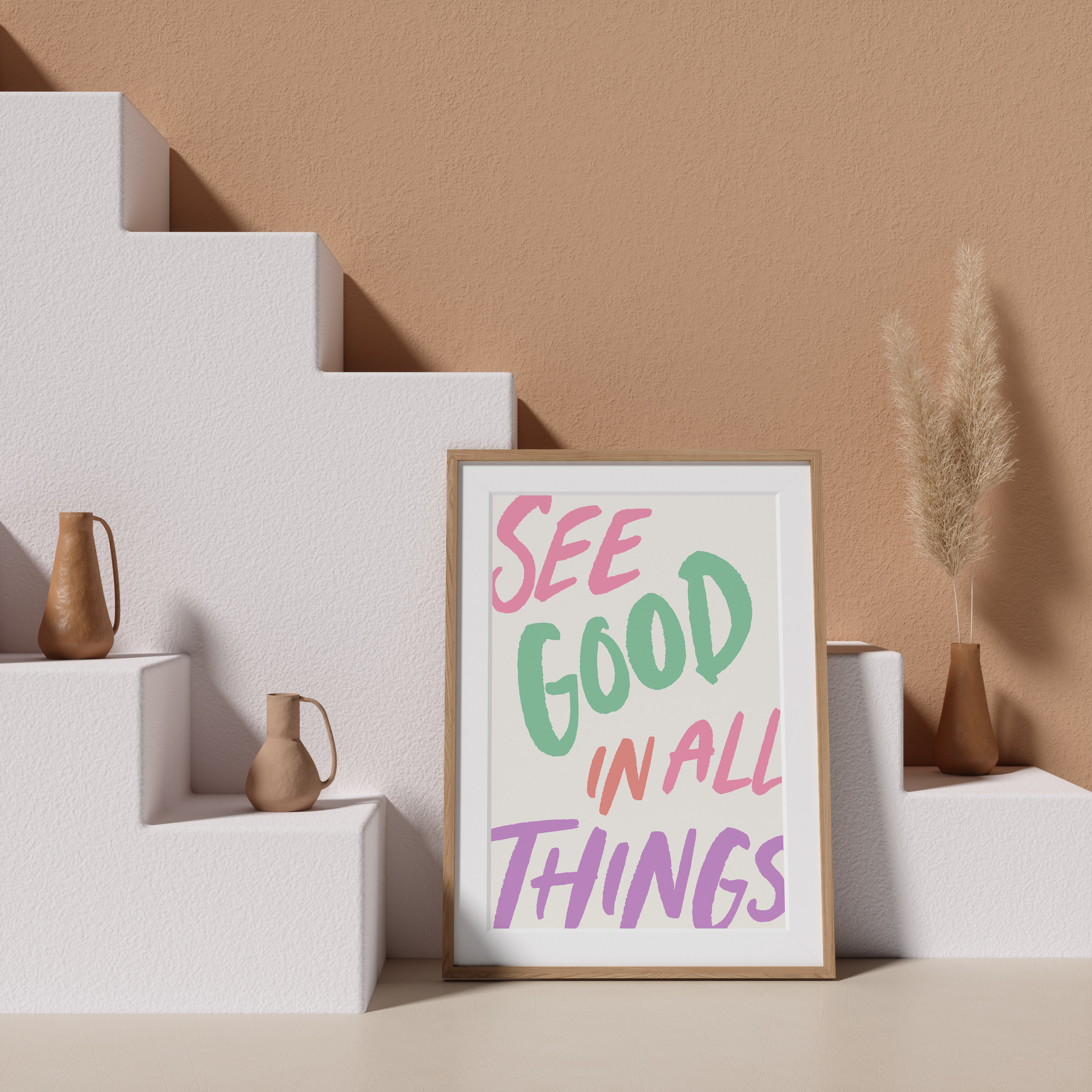 Colorful Wall Decor Quote "see Good in All Things." Stunning Retro ...