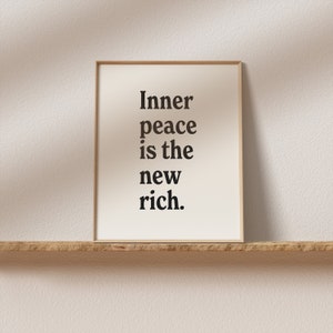 Retro Art Print "inner Peace is the New Rich" Stunning Typography, a ...