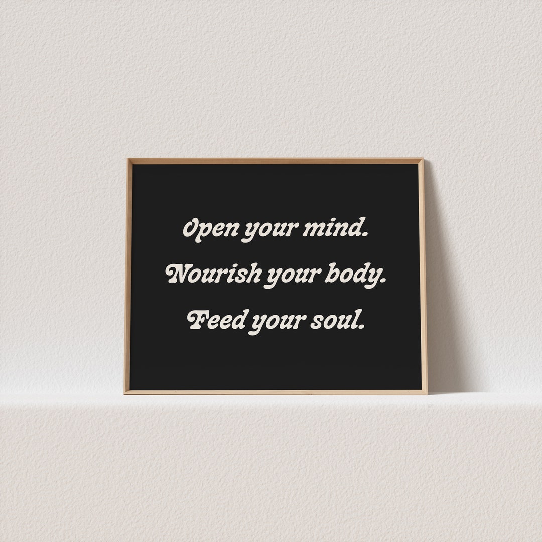 Horizontal Retro Poster "open Your Mind, Nourish Your Body, Feed Your ...