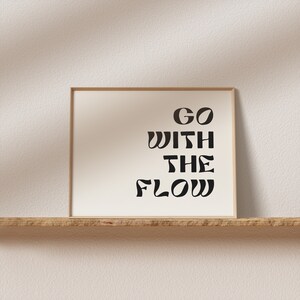 Horizontal Retro Art Print "go With the Flow." Stunning Typography ...